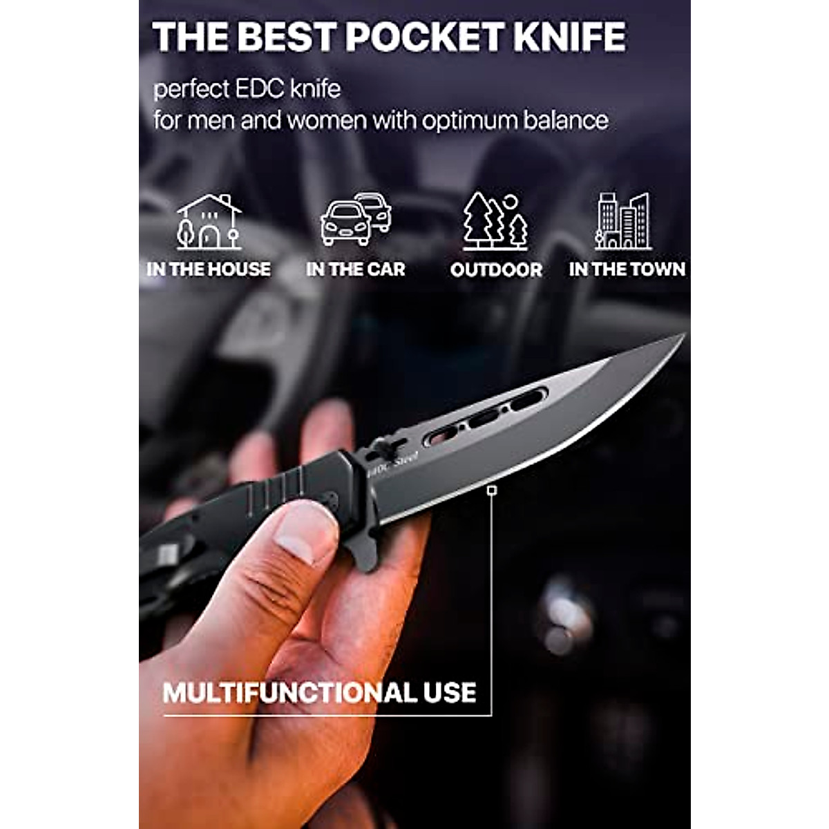 Grand Way Personalized Gift for Men - Customized Pocket Knife Engraved Gifts Dad Husband Custom Knives Idea Birthday Christmas Valentine's Day Anniversary Stocking Stuffers 6681 PS