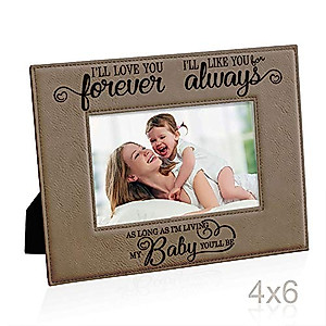 Kate Posh - I'll love you forever, I'll like you for always, as long as I'm living, my Baby you'll be, New Baby Gifts, Wedding Gifts, Valentines Gifts - Engraved Leather Picture Frame (4x6-Horizontal)
