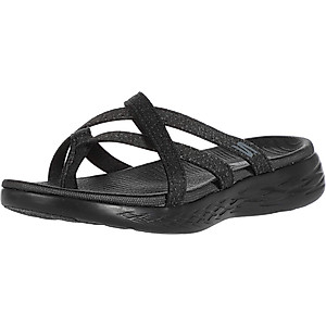 Skechers Women's ON-The-GO 600-DAINTY Sandal, Black/Gray, 9 Wide
