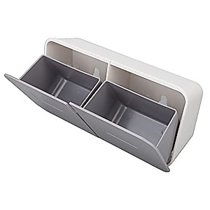 Wall Mounted Qtip Holder, 2 Grids Clamshell Dust Proof Cotton Swab Holder for Home Kitchen Bathroom Office