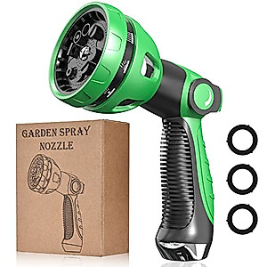 Garden Hose Nozzle - 10 Adjustable Patterns Metal High Pressure Hose Nozzle, Garden Hose Spray Nozzle with Thumb Control Design, Hose Sprayer for Garden & Lawns Watering, Cleaning, Pets & Car Washing