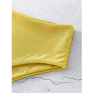 ZAFUL Women's Plunging Neck Floral Surplice High Cut Two Piece Tankini Swimsuit