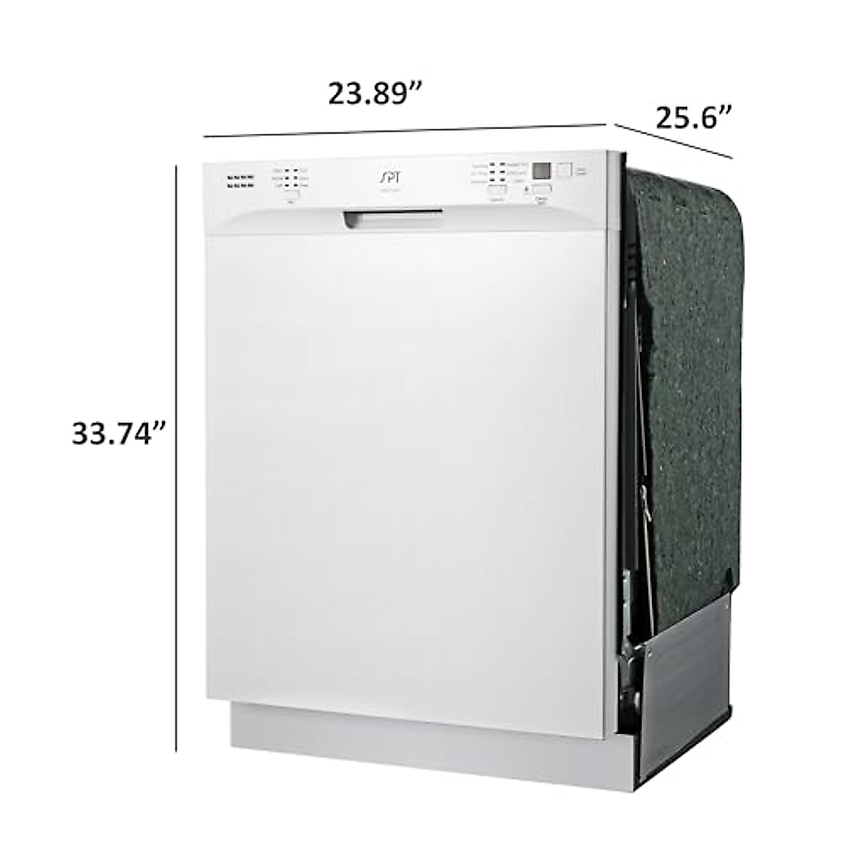 SPT SD-6501WA 24″-wide Built-In Stainless Steel Tall Tub Dishwasher with ENERGY STAR, Heated Drying, 6 Wash Programs and 14 Plate Settings – White