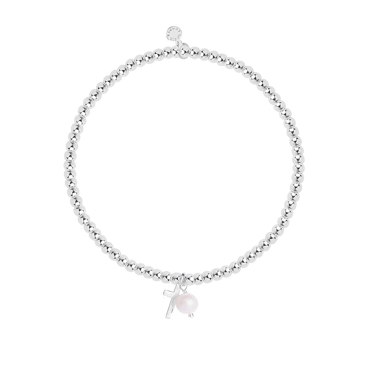 KATIE LOXTON A Little Confirmation Cross Silver Women's Stretch Adjustable Charm Bangle Bracelet