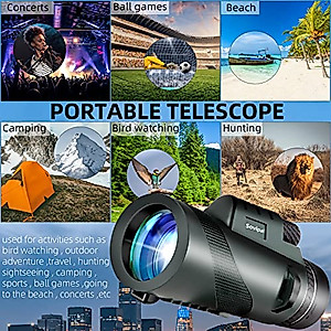 Sovipal 80x100 Monocular Telescope for Outdoorsy Adults - High Definition, Compact, Tripod-Ready with Smartphone Adapter, Spotting Scope Ideal for Bird Watching and Hiking in Low Light Conditions