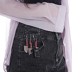 Sucrain 5PCS Damascus Pocket Knife Set Mini Chef Knife Set Mini Kitchen Chef Knife Tiny Set Keychain Small Knife for Package Opener Box Cutter