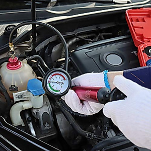 JIFETOR Radiator Pressure Leakage Tester Tool Kit, 14PCS Automotive Cooling System Water Tank Leak Test Detector Set with Aluminum Hand Pump and Adapters