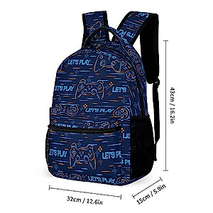 Cool Colorful Silhouettes Joystick Game 3PCS Backpack with Lunch Box and Pencil Case