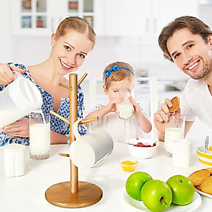 Zopeal 4 Pcs Mug Holder Tree Coffee Cup Holder Bamboo Mug Rack Coffee Mug Stand Tea Cup Organizer Mug Hanger with 6 Hooks for Storage Kitchen Cabinet Display Accessories Counter Bar