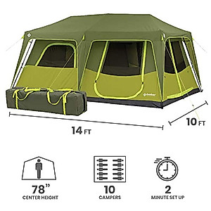 Outdoor Products Camping Tent - Instant Cabin Tent Easy Pop Up | 10 Person Tent | Best Family Tent for Camping, Hiking, Fishing, Backpacking, or The Backyard