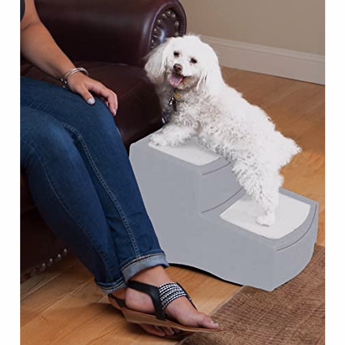 Pet Gear Easy Step II Pet Stairs, 2 Step for Cats/Dogs up to 75-pounds, Portable, Removable Washable Carpet Tread, No Tools Required