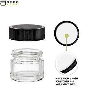 (200 Pack) 5ml Thick Glass Jars with Black Lids - Airtight Containers for Oil, Lip Balm, Wax, Cosmetics - Mini Refillable Jars Great for Travel, Samples, & More