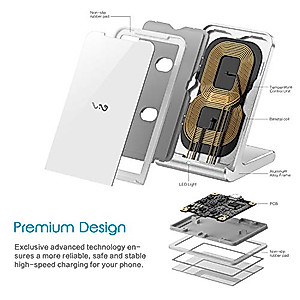Wireless Charging Stand,Vebach 10W Upgrated Fast Wireless Desk Charger Compatible with iPhone 14/13/12/12 Pro/12 Mini/12 Pro Max/11/11 Pro/11 Pro Max/XR/XS/X/8,Galaxy S21/S20/Note 10 etc