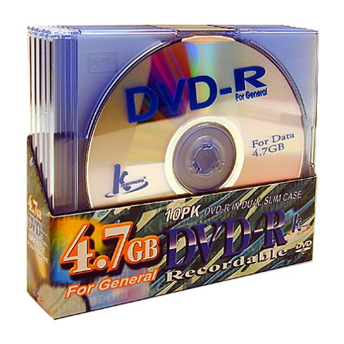 KHypermedia 120 Minute/4.7 GB 2.4X DVD-R Discs (10-Pack with Dual Slim Jewel Case)
