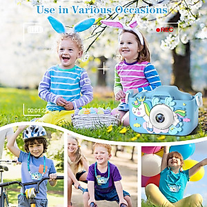 Anesky Kids Camera, Toy Camera for 3 4 5 6 7 8 9 10 11 12 Year Old Girls/Boys, Kids Digital Camera for Toddler with Video, Selfie Mode, Best Birthday Gifts Camera for Kids with 32GB Card - Blue