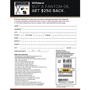 Roland Fantom-08 Synthesizer Keyboard - Bundle with Double Braced X-Style Keyboard Stand, Sustain Pedal, Instructional DVD, Online Piano Lessons, and Austin Bazaar Polishing Cloth