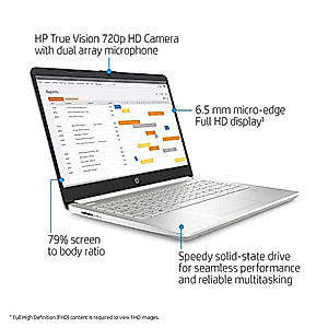 2022 HP 14" HD Touchscreen Laptop - 11th Gen Intel i3-1115G4 - 16GB DDR4 - 512GB M.2 NVMe SSD - Intel UHD Graphics - HDMI WiFi Bluetooth Webcam - Silver - Windows 11 Pro w/ 32GB USB Drive