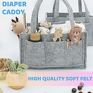 SAVUK Baby Diaper Caddy Organizer Portable Newborn Shower Basket Gifts Storage Changing Wipes Bag Car Nursery Infant Boy or Girl Baby (Grey)