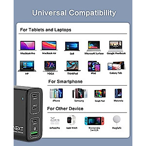 100W USB C Wall Charger,GaN III 4-Port PPS PD Fast Charging Station,GOLDNEXT Foldable Power Block with Type C Cable Compatible with MacBook Pro/Air,XPS,iPad Pro,iPhone14/13 Max,Galaxy S22/S21,Pixel 7