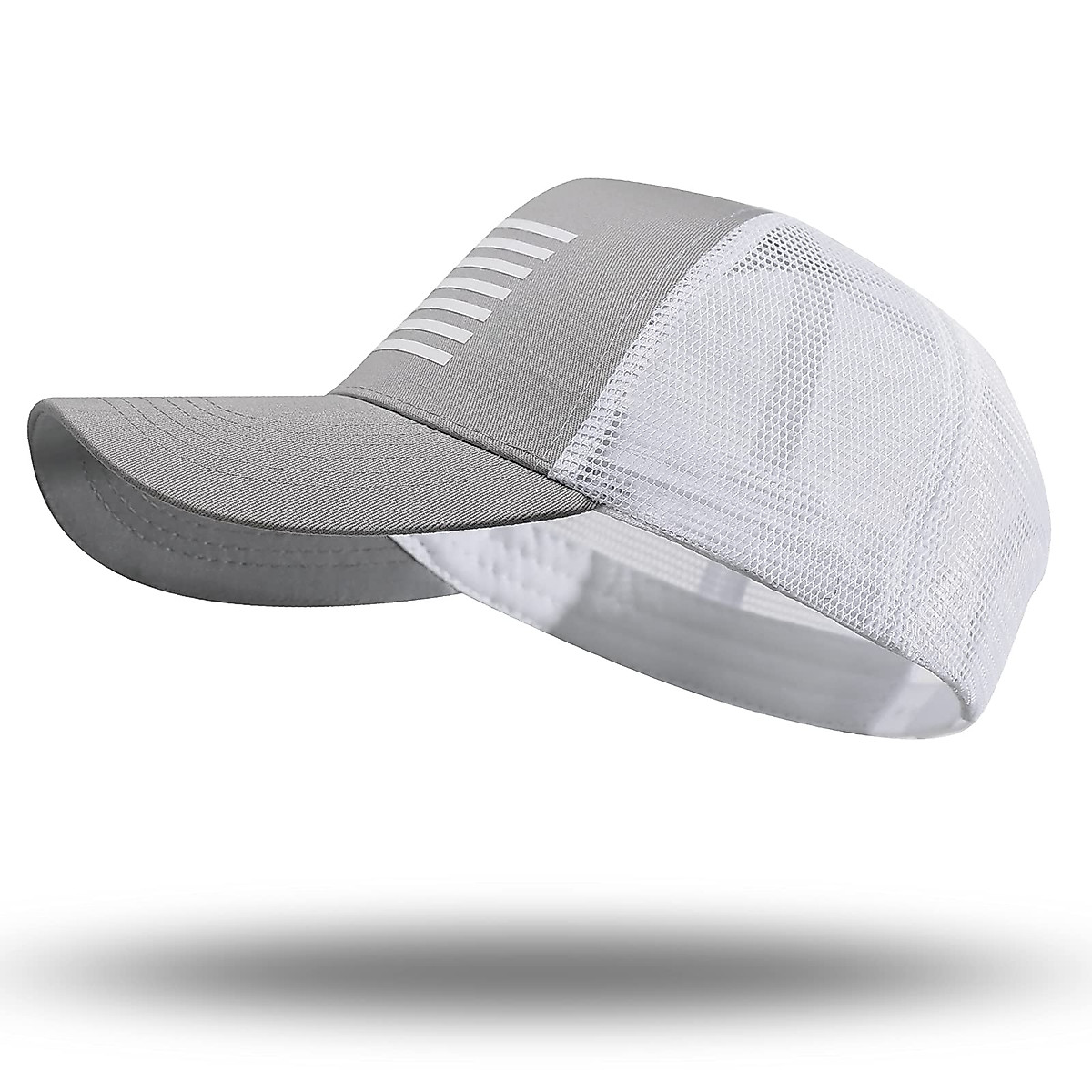 American Flag Trucker Hat - Snapback Hat, Baseball Cap for Men Women - Breathable Mesh Side, Adjustable Fit - for Casual Wear Gray/White
