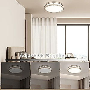 Aulwoouu 36W LED Ceiling Light Fixture, 13in Brushed Nickel Light Fixtures Ceiling Mount, Flush Mount, Dimmable Super Bright 2000 Lumens, 5000K Daylight White Ceiling Lamp for Bedroom, Bathroom etc
