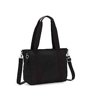 Kipling Women's Asseni Small Tote, Versatile Lightweight Purse, Nylon Shoulder Bag, Black Noir