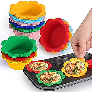 24 Pcs Silicone Muffin Liners with Tabs, Reusable Cupcake Liners for Steel Muffin Pan, Non-Stick Baking Cups for Bakeware Baking Pan & Cupcake Pan