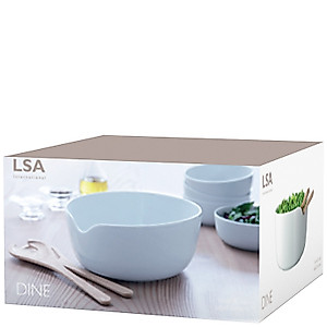 LSA International Dine Bowl & Oak Servers O9.5in, 9.5", White