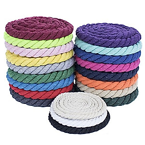 Natural Twisted Cotton Rope - Soft But Strong - Assorted Colors - 1/2 Inch Diameter (Rice Red, 10 Feet)