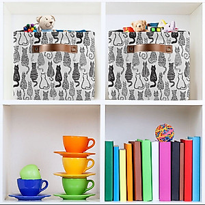 DEHOZO Storage Basket Bins, Abstract Cat Kitten Collapsible Storage Cubes Organizer with Handles, Closet Shelves Clothes Storage Box Toys Organizer for Bedroom Living Room, 1pc