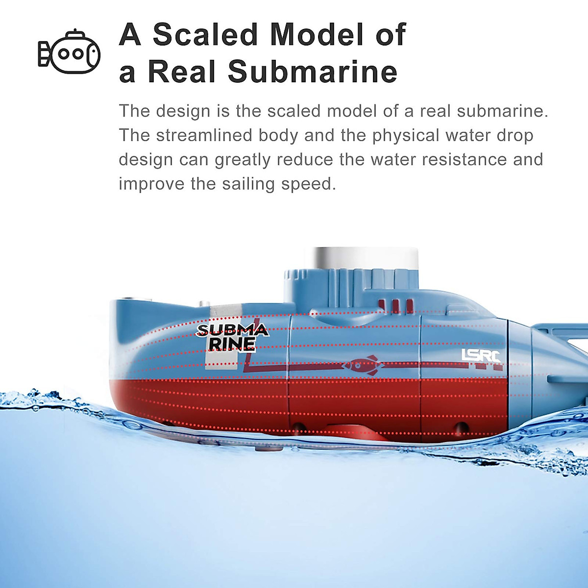 GoolRC Mini RC Submarine for Kids, LSRC-SMI Remote Control Boat Waterproof Diving Toy for Boys and Girls (White)