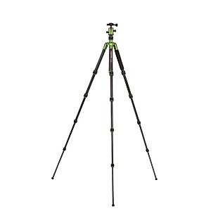 MeFoto RoadTrip Lightweight 61.6" Carbon Fiber Tripod/Monopod, w/Case, Twist Locks, Triple Action Ballhead w/Arca Swiss Plate - Green (C1350Q1G)
