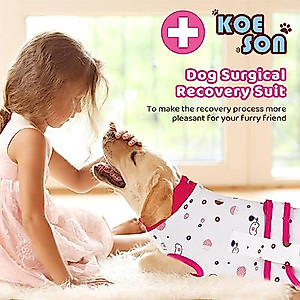 KOESON Dog Recovery Suit, Spay Suit for Female Dogs with Pee Hole Pet Surgical Recovery Suit Dog Cone Alternative, Dog Surgery Recovery Suit Anti Licking Pet Bodysuit for Abdominal Wound Balloon S