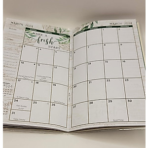 NB Jot Scenic 2 Year Miniature Monthly Calendar Planner Book For 2023-2024 (Where There Is Love There Is Life) Convenient School Business Personsl Use Beautiful Flowers.