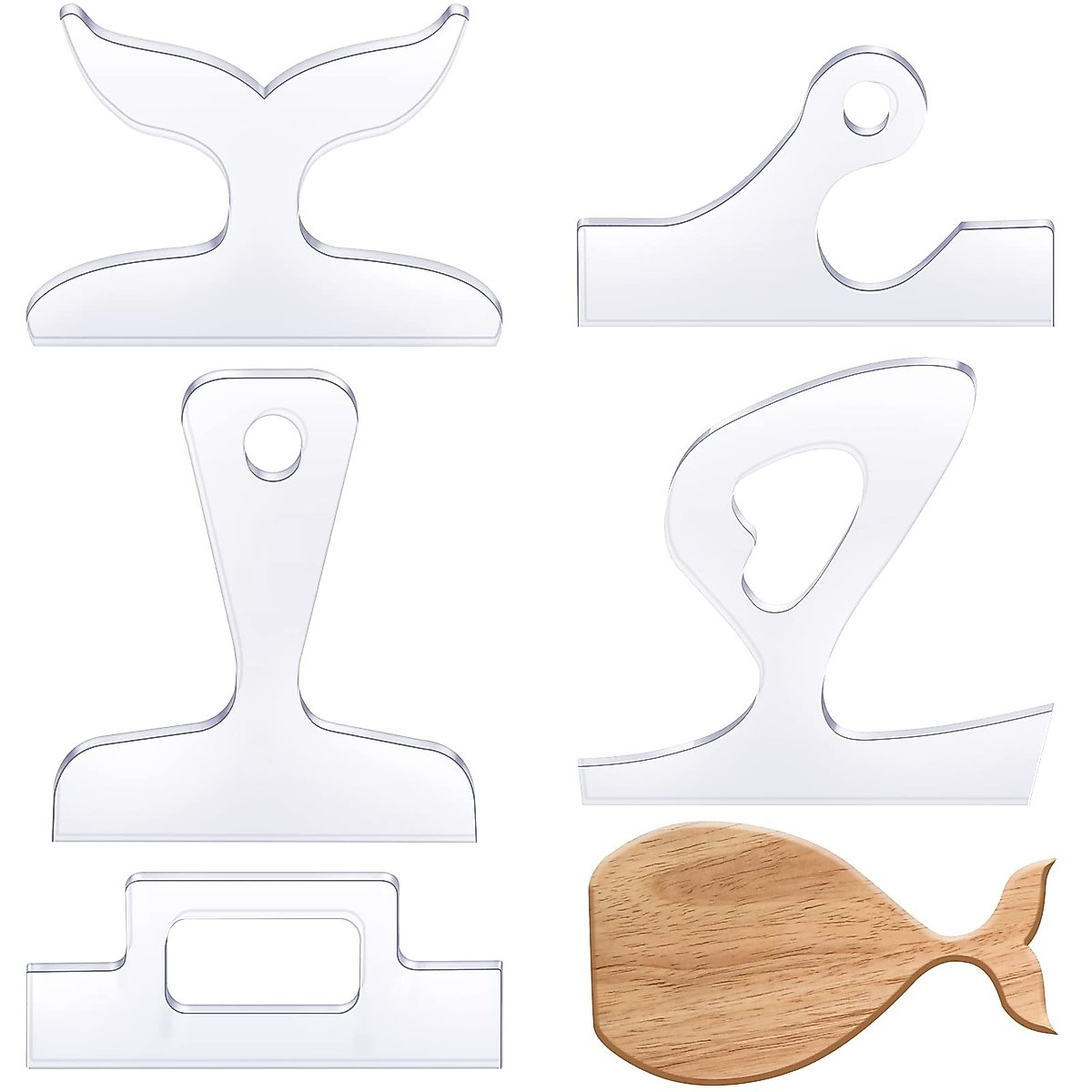 5 Pcs Acrylic Charcuterie Board Handle Template Clear Cutting Board Router Template Angled Curvy Triangle Woodworking Tracing Stencils Laser Cut Guide Tools (Lively Style)