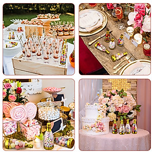Gejoy 150 Pcs Metallic Mini Champagne Bottles Container Bulk Small Candy Bottles DIY Favor Plastic Candy Containers for Wedding Bridal Baby Shower Birthday Party Favors, Clear and Gold