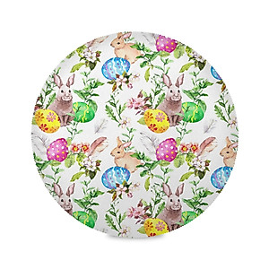 senya Easter Bunny Colored Eggs Round Placemats Set of 6 for Dining Table Heat Insulation Non-Slip Washable Place mats