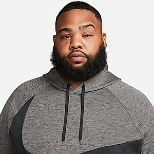 Nike Therma-FIT Men's Pullover Fitness Hoodie, (Small, Charcoal Heather/Dark Smoke)