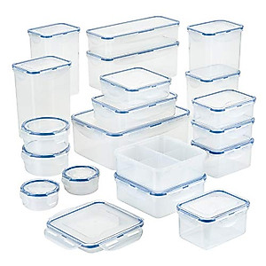 LocknLock Easy Essential Storage Set/Food Containers Airtight Bins/BPA-Free/Dishwasher Safe, 38 Piece, Clear
