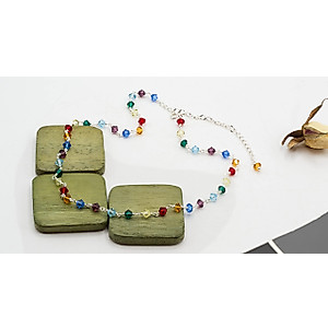 LTC Designs Austrian Crystal Multi Color Beaded Choker Necklace, 14" + 3" Extender for Men,Women,and Teens