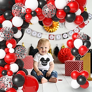 133Pcs Red and Black Balloons Garland Arch Kit for Red and Black Graduation Decorations 2024, Red Black White Balloon for New Year Birthday Las Vegas BBQ Casino Poker Racing Car Party Supplies