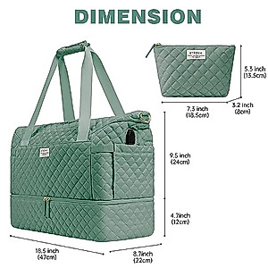 ETRONIK Travel Bag for Women, Gym Duffel Bag with USB Charging Port, Weekender Overnight Bag with Wet Pocket and Shoes Compartment for Women Travel Gym Daily Use (Green)