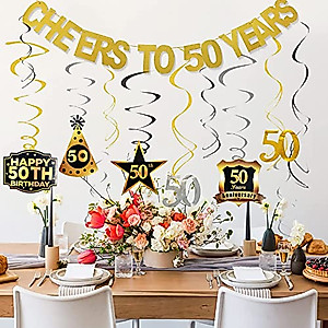 50th Birthday Decorations for Men Women Cheers to 50 Years Birthday Banner Swirls Set for 50 50th Birthday Party Decorations