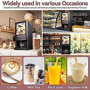 gusohapy 3 Flavors Commercial Instant Coffee Milk Tea Machine Commercial Beverage Dispenser Self Cleaning, Free 3 Bags Of Instant Powder