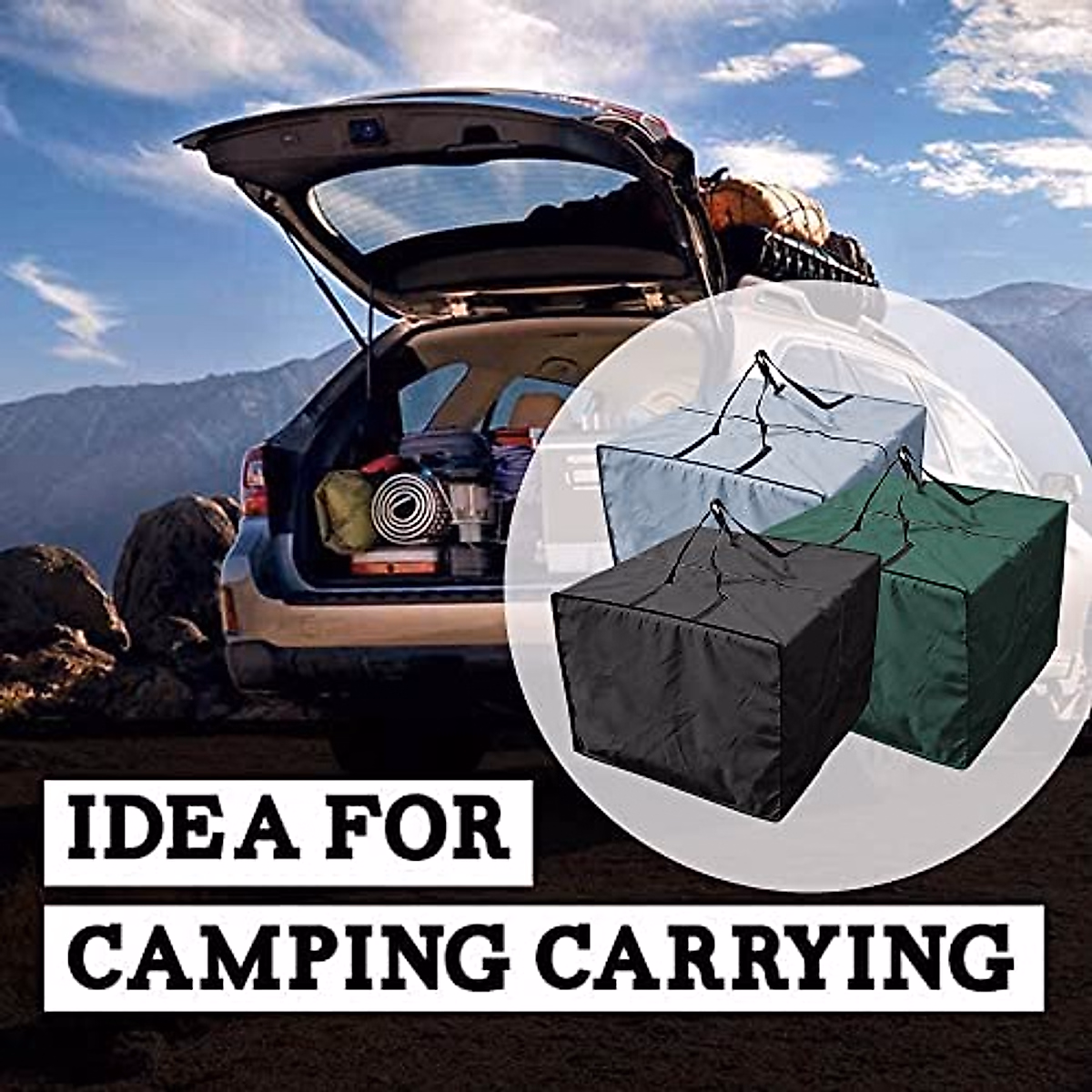 TJFU Outdoor Cushions Storage Bag,Patio Furniture Seat Cushion Storage Carrying Bag with Zipper and Handles 32x32x24 Inches Waterproof, Black