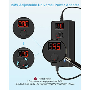 Aclorol AC Adapter 24V 1A Universal Power Adapter 24W 15V 12V 9V 6V 3V 1A 800mA 500mA 1000mA Adjustable DC Power Supply Universal Chargers 14 Plugs 100-240V AC to DC 3V~24V with Polarity Converter