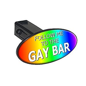 Follow Me to The Gay Bar Rainbow Oval Tow Trailer Hitch Cover Plug Insert 2"