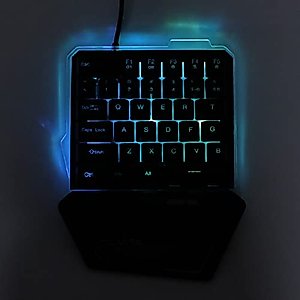 Dpofirs One-Handed Gaming Keyboard, 35 Keys Portable Mini Half Keypad, 6 Programmable Keys, Wireless RGB Mechanical Keyboard with Wrist Rest for PC Gamer