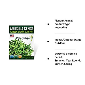 Purely Organic Products Purely Organic Heirloom Arugula Seeds (Slow Bolt) - Approx 500 Seeds