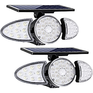 Led Solar Spotlight Home Garden Lighting Street Light Outdoor Human Body Induction Waterproof Wall Light from Dusk to Dawn, Suitable for Garden/Fence/Ditch, 2 Pieces